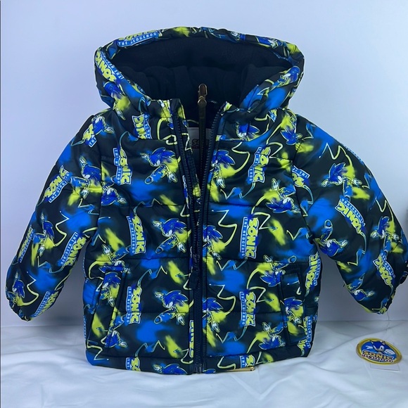Sega | Jackets & Coats | Sega Sonic The Hedgehog Puffer Jacket With ...